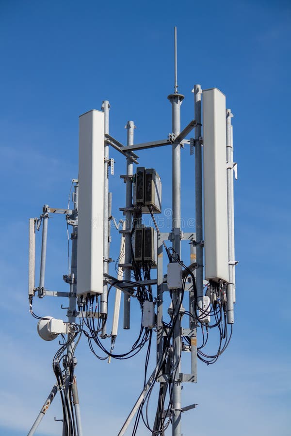 White Signal Transmitter Pole that is on Top of the Building Stock ...