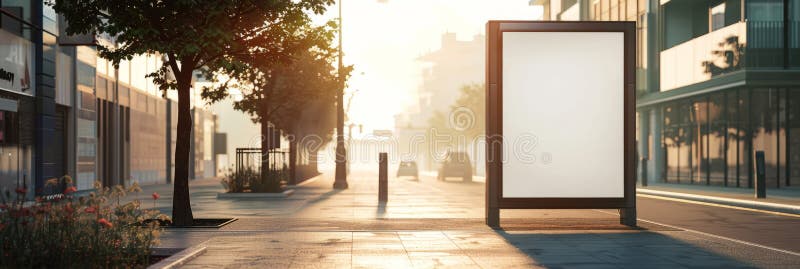 White Signboard with a Minimalist Frame on a Sidewalk, Suitable for ...