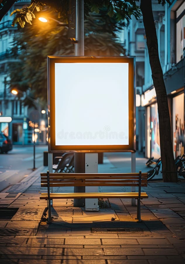 White Signboard with a Minimalist Frame on a Sidewalk, Suitable for ...