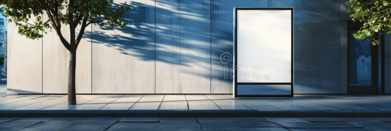 White Signboard with a Minimalist Frame on a Sidewalk, Suitable for ...