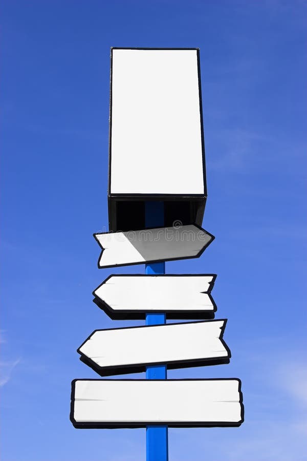 White signpost stock photo. Image of direction, blue, arrow - 4882046