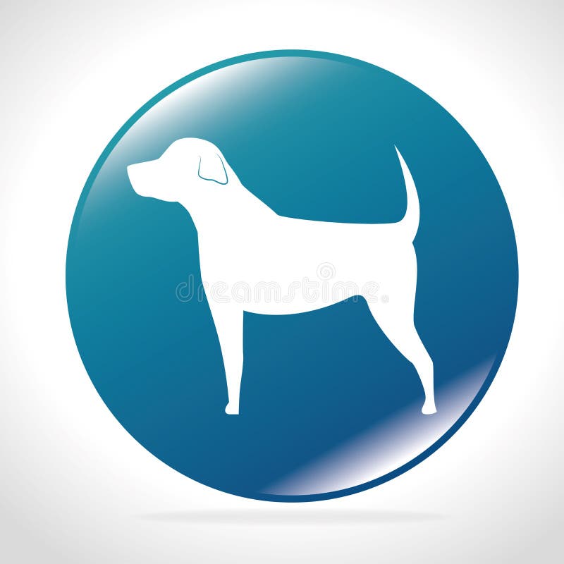 White Silhouette Big Dog Blue Button Icon Design Stock Illustrations ...