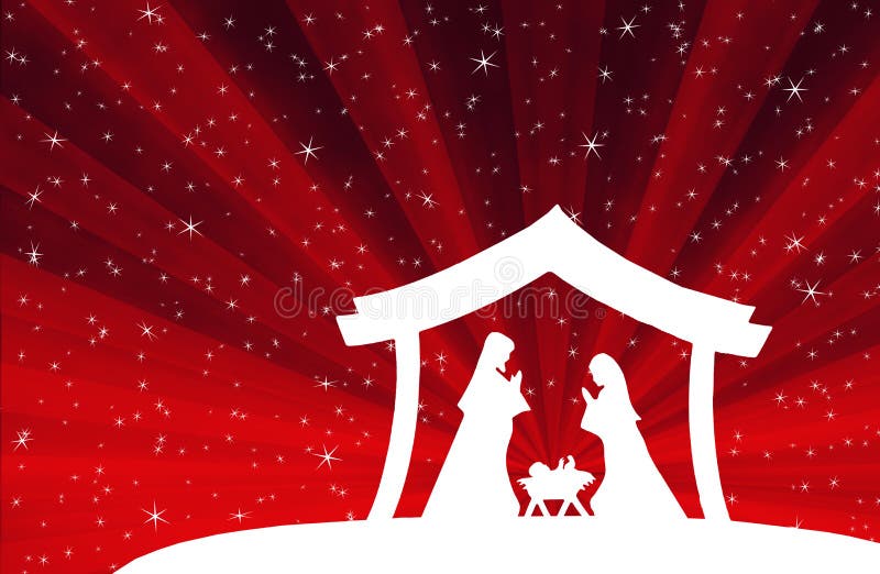 Red Abstract Nativity Scene Background Stock Illustration ...