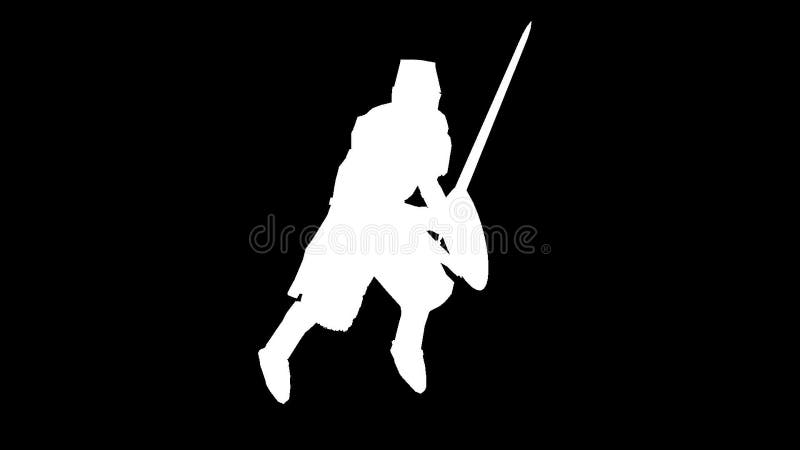 White Silhouette of a Warrior. Alpha Channel. Alpha Matte. FullHD ...