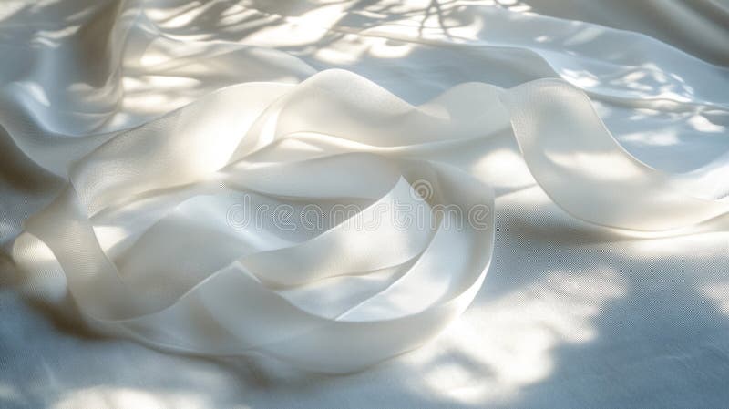 White Silk Ribbon Draped in Sunlight Stock Illustration - Illustration ...