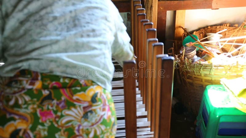 White Silk Thread on Weaving Tool, Myanmar Stock Video - Video of ...