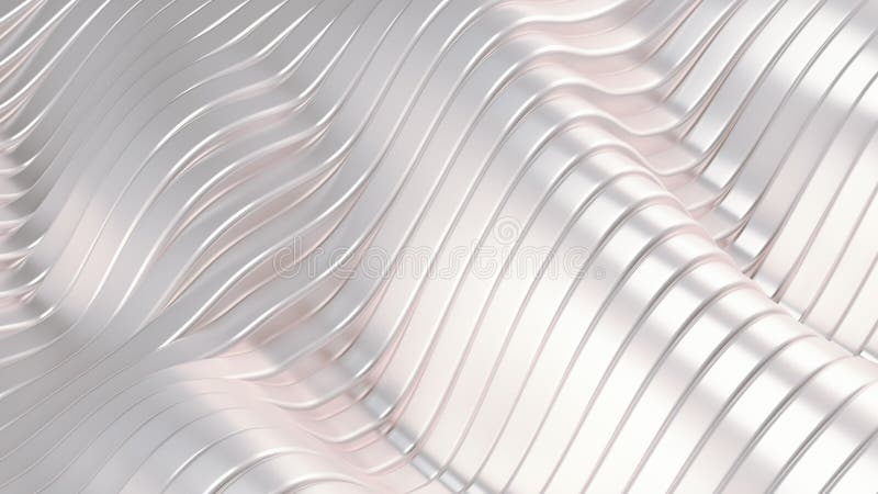 White Silver Metallic Background with Waves and Lines. 3d Illustration ...