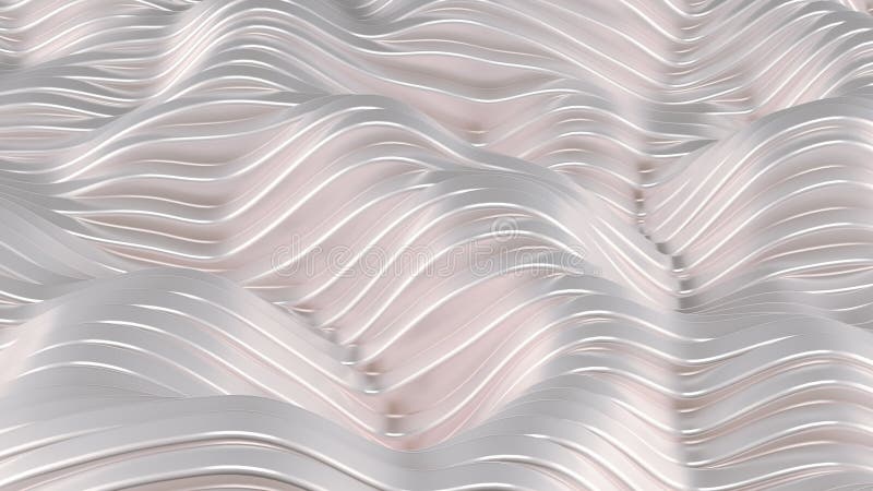 White Silver Metallic Background with Waves and Lines. 3d Illustration ...