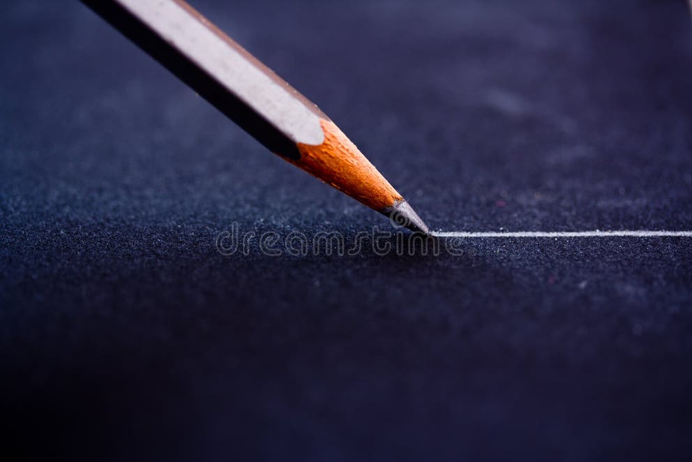 White/silver Pencil Writing Lines on Black Stock Image - Image of ...