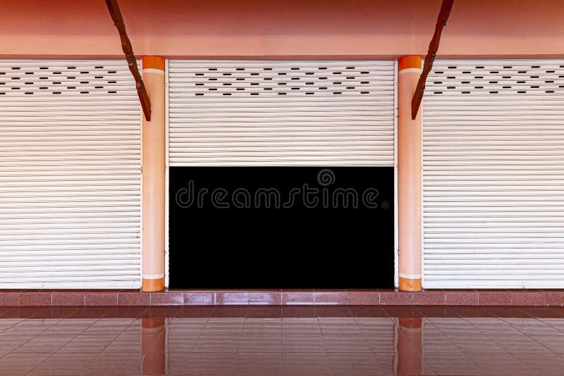 White Silver Shutter Door Stores Opened Stock Image - Image of fire ...