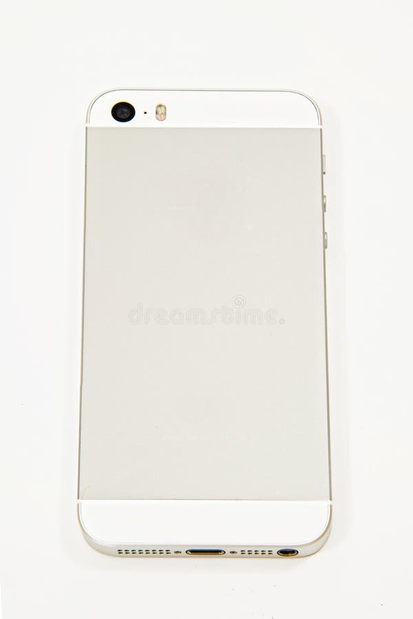 White and Silver Smartphone Back on White Stock Image - Image of ...