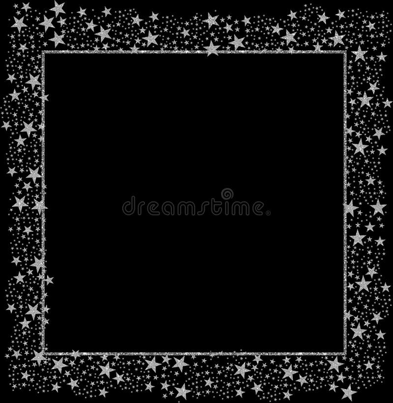 White Silver Square or Rectangular Frame with Sparkle Glitter Stars 9 ...