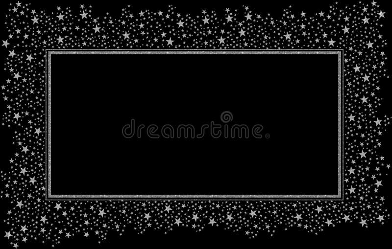 White Silver Square or Rectangular Frame with Sparkle Glitter Stars 10 ...