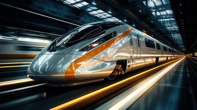 White and Silver Train on the Track, Stock Image - Image of speed ...