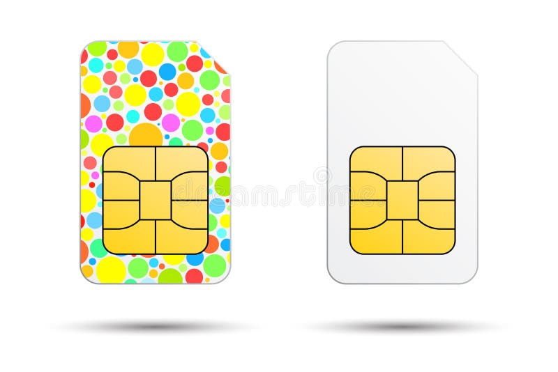 White Sim Card and Colorful Sim Card on a White Background Stock Vector ...