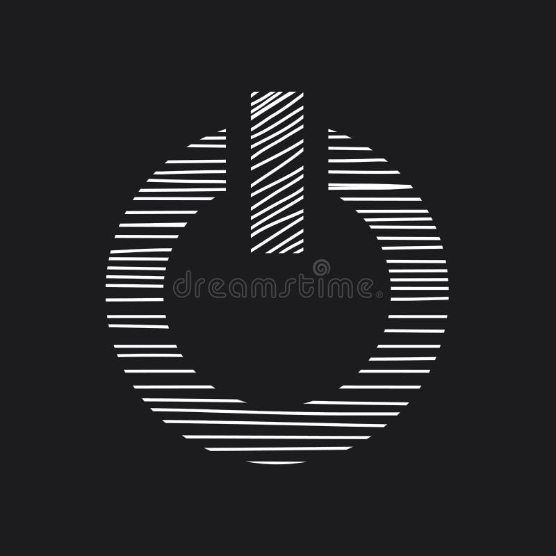 White Simple Hand Drawn Power Button Stock Vector - Illustration of ...