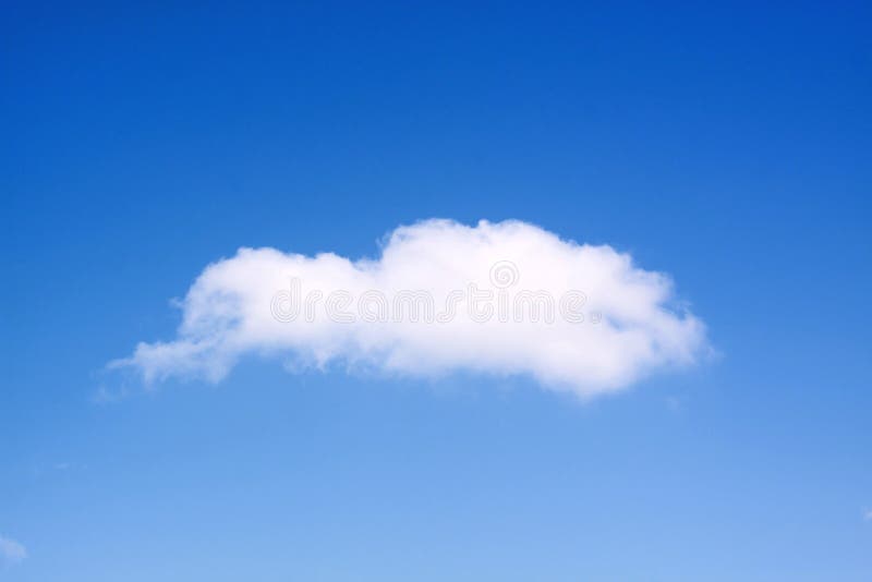Single Cloud Isolated Over Blue Sky Background. White Fluffy Cloud Photo, Beautiful Cloud Shape ...