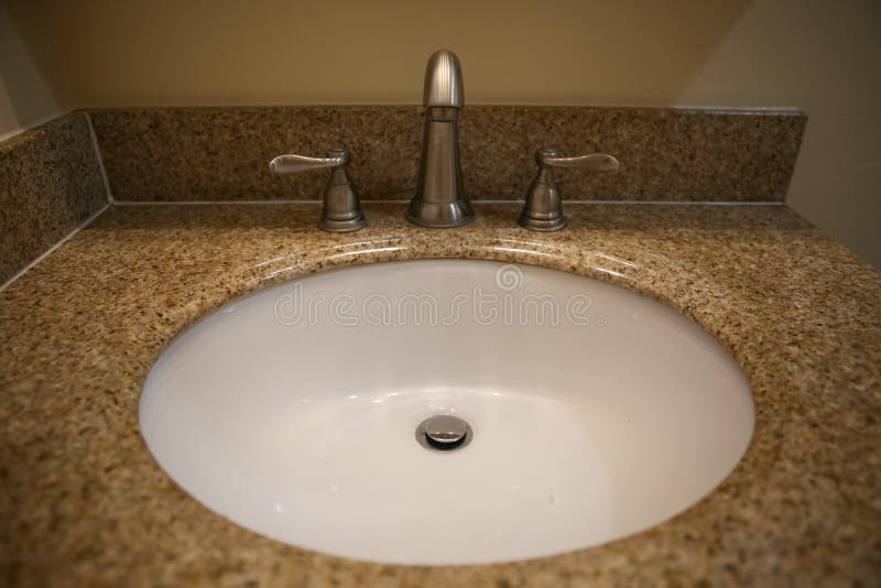 White Sink and Marble Counter in Bathroom Stock Image - Image of ...