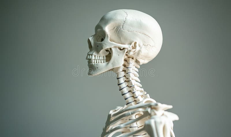 A White Skeleton with a Neck and a Head Stock Illustration - Illustration of anatomy, white ...