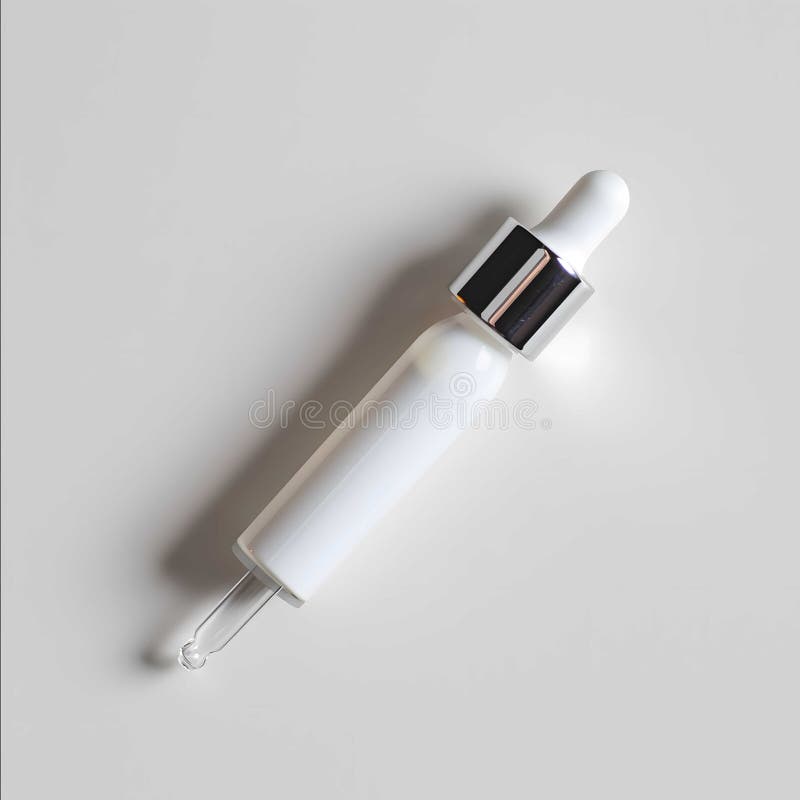 White Skincare Dropper with Steel Pipette Tip Stock Illustration ...