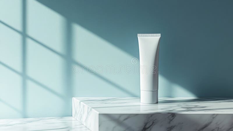 White Skincare Tube on a Marble Platform with Shadowed Background Stock Image - Image of cream ...