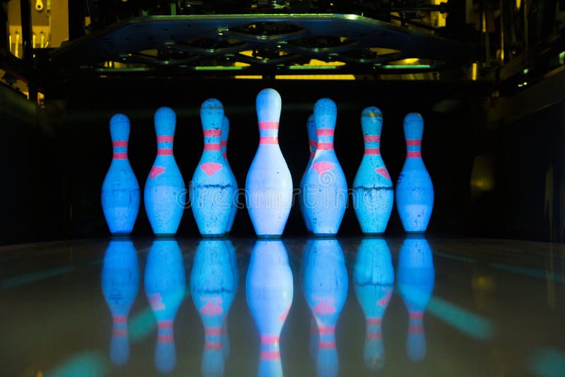 White Skittles for Bowling and Their Reflection Stock Photo - Image of ...