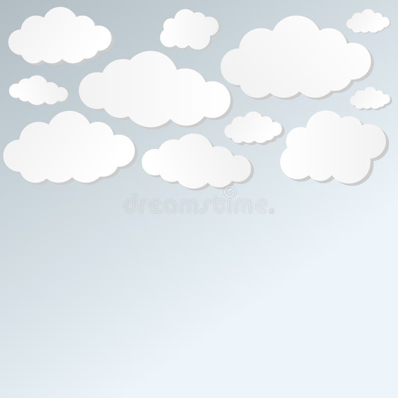 White Sky Clouds on a Grey Fading Background, Vector Illustration Stock ...