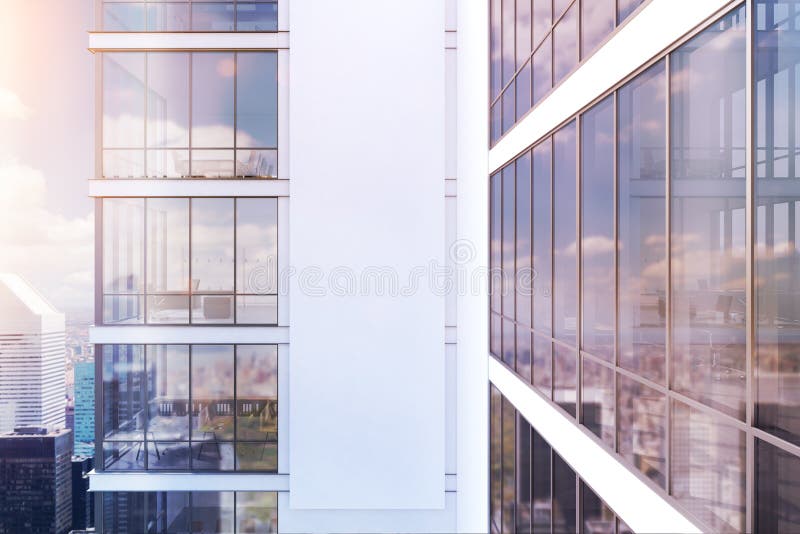 White Skyscraper Exterior, Side, Toned Stock Illustration ...
