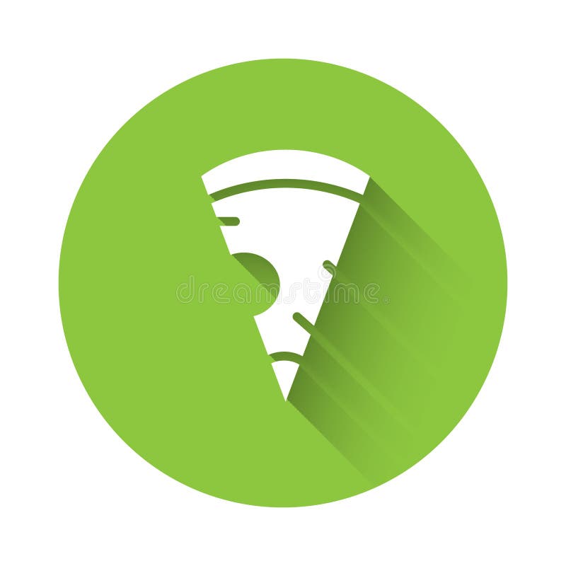 White Slice of Pizza Icon Isolated with Long Shadow. Fast Food Menu ...
