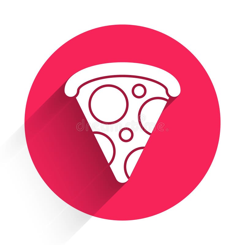 White Slice of Pizza Icon Isolated with Long Shadow. Fast Food Menu ...
