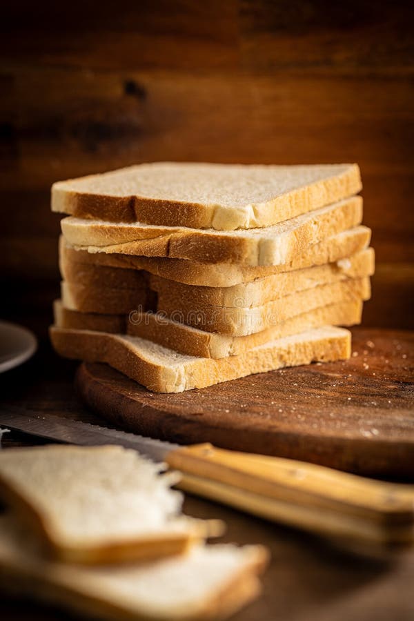 White Sliced Toast Bread on Wooden Table Stock Image - Image of grain ...