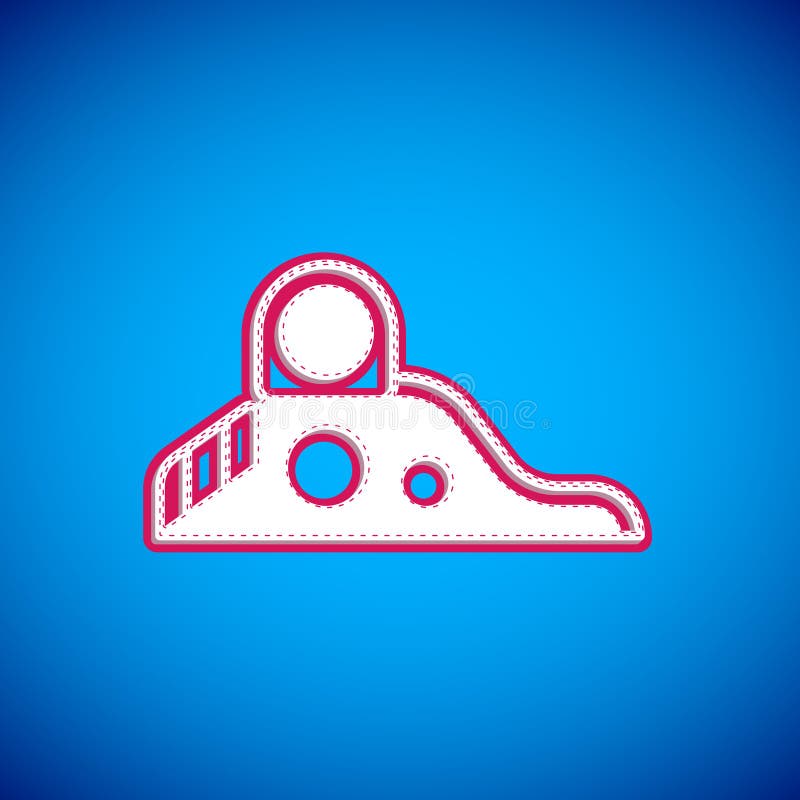 White Slide Playground Icon Isolated on Blue Background. Childrens ...