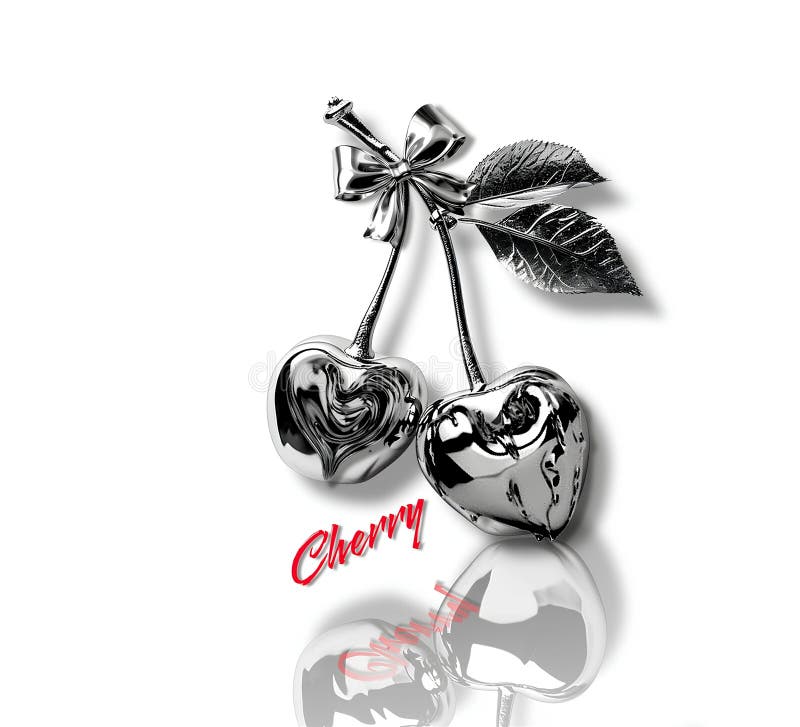 White Sliver Cherry Heart Metallic Stock Illustration - Illustration of ...