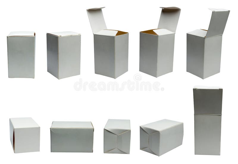 White, Small Box on White Background at Different Angles. Stock Image ...
