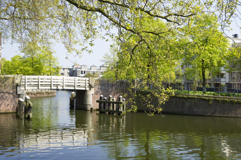 White Small Bridge in Wittenburg, Amsterdam Stock Image - Image of ...