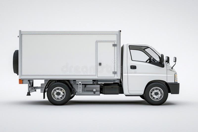 Small Delivery Truck Vector Mockup. Isolated Vehicle Template Side ...