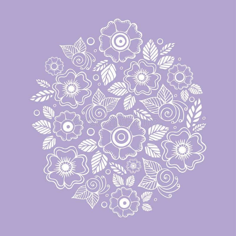 White Small Flowers in Hand-drawn Style. Vector Illustration for ...