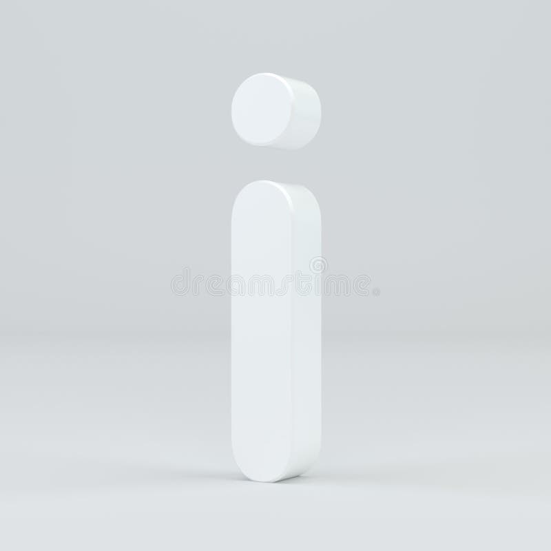 White Small Letter I on Studio Light Background. 3d Rendering Stock ...