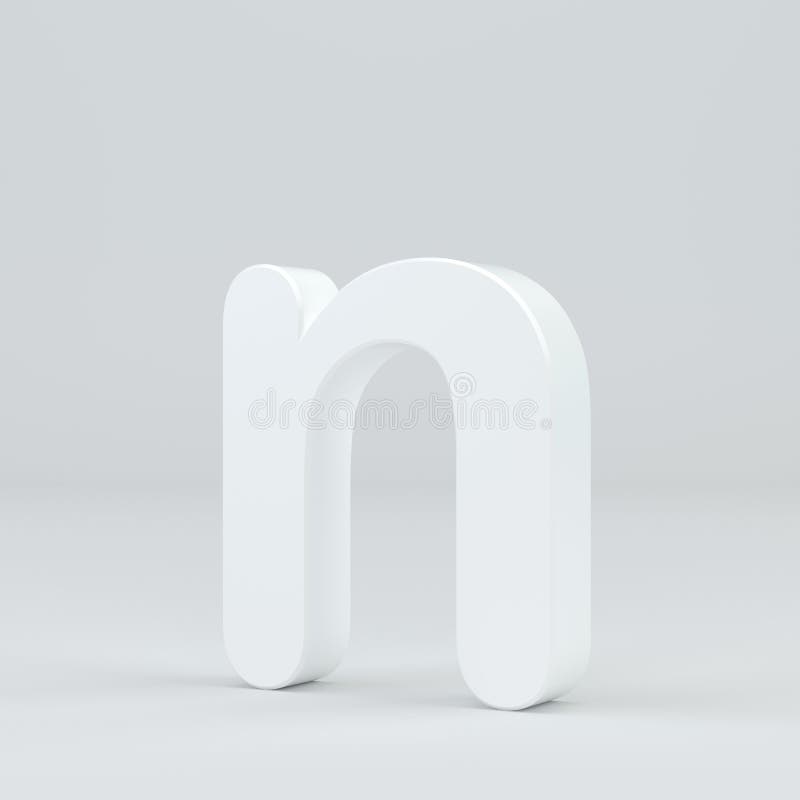 White Small Letter N on Studio Light Background. 3d Rendering Stock ...