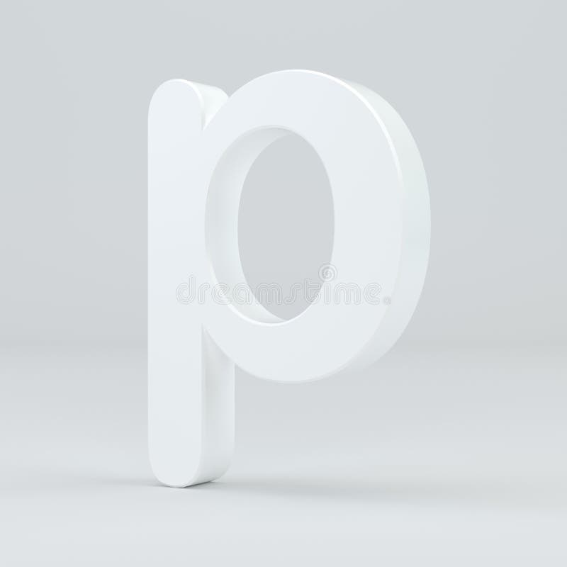 White Small Letter P on Studio Light Background. 3d Rendering Stock ...