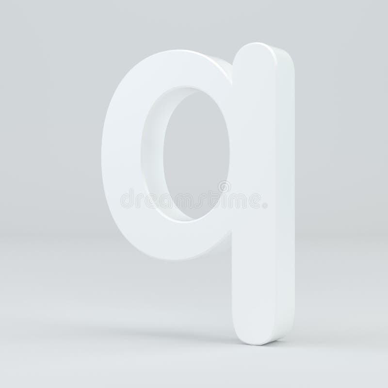 White Small Letter Q on Studio Light Background. 3d Rendering Stock ...