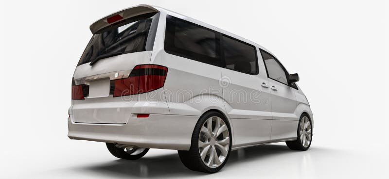 White Small Minivan for Transportation of People. Three-dimensional ...