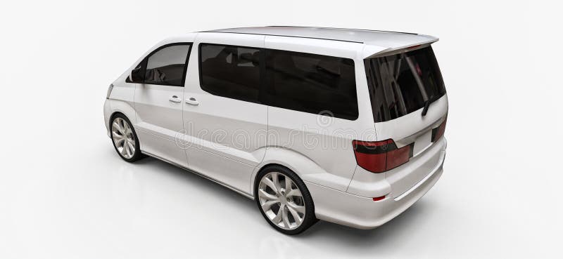 White Small Minivan for Transportation of People. Three-dimensional ...