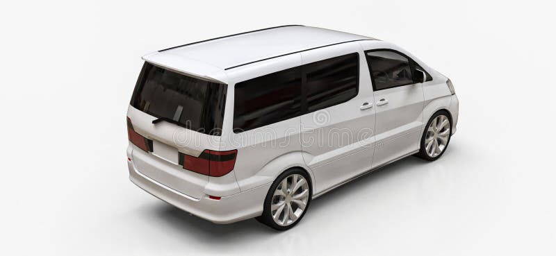 White Small Minivan for Transportation of People. Three-dimensional ...