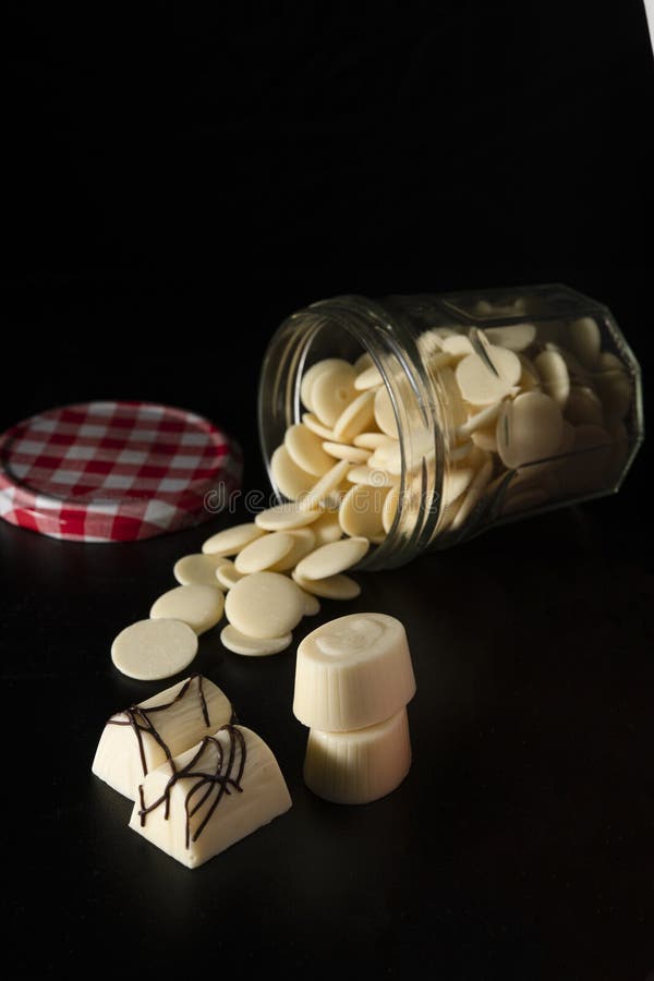 White Small Pieces of White Chocolate Stock Image - Image of black ...