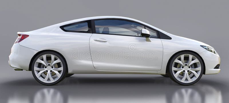 White Small Sports Car Coupe. 3d Rendering. Stock Illustration ...