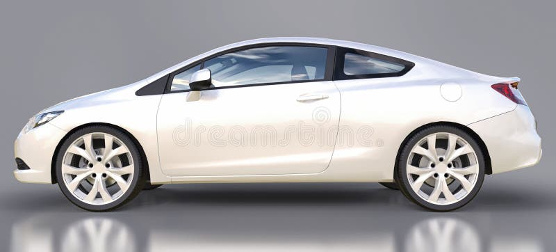 White Small Sports Car Coupe. 3d Rendering. Stock Illustration ...