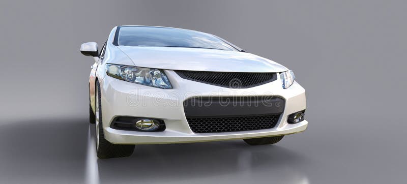 White Small Sports Car Coupe. 3d Rendering. Stock Illustration ...