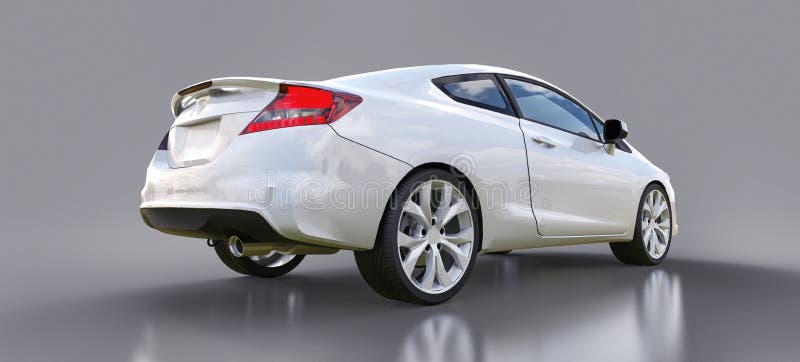 White Small Sports Car Coupe. 3d Rendering. Stock Illustration ...