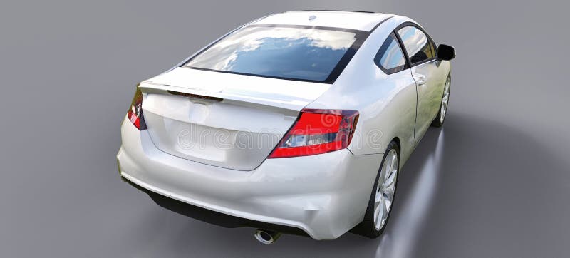 White Small Sports Car Coupe. 3d Rendering. Stock Illustration ...